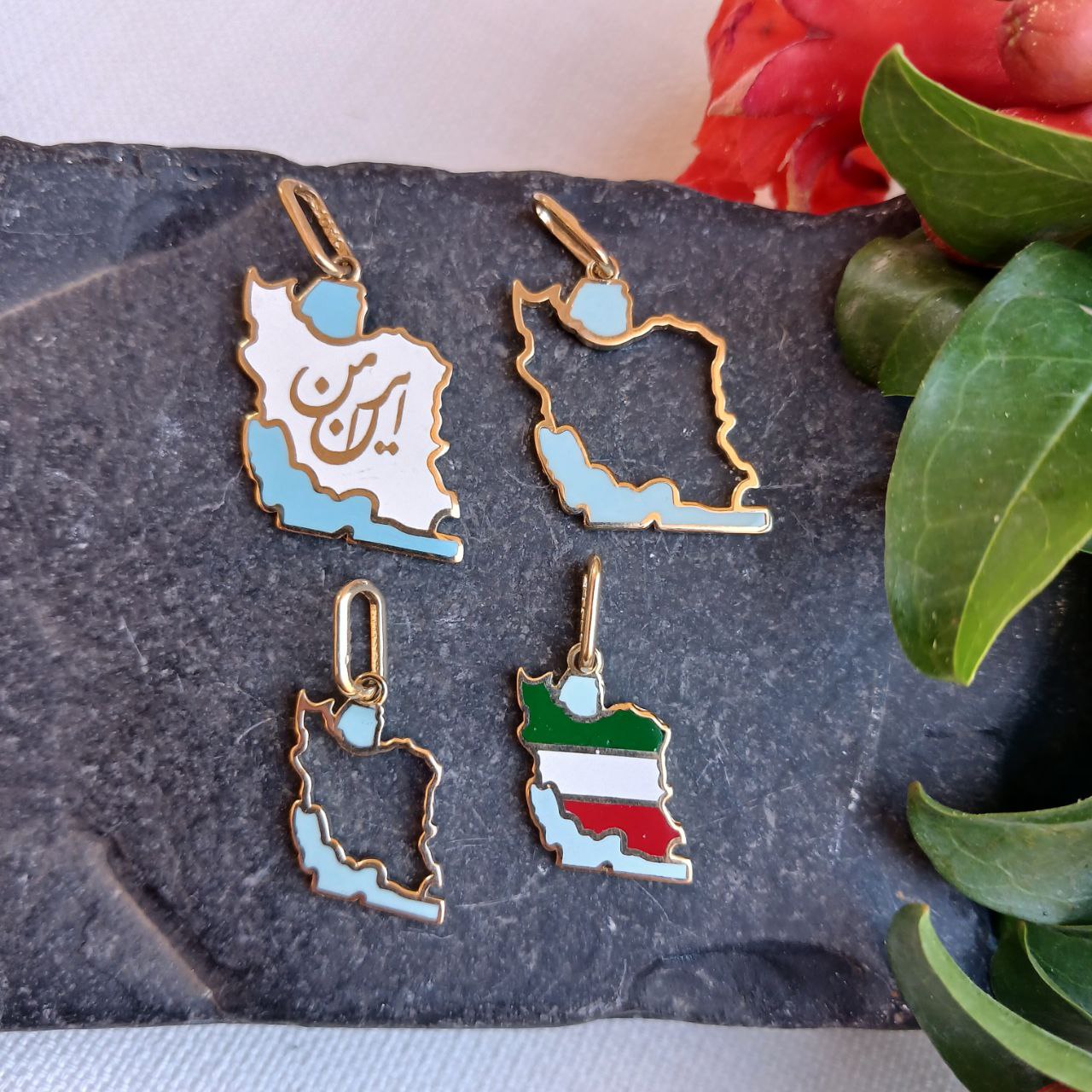 مدال طلا نقشه ایران مینادار AJ4275 - طلای آجیلی