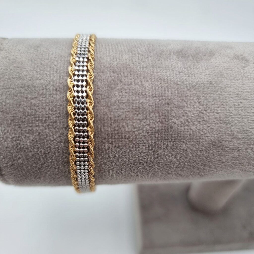 دستبند لوکس طنابی و گوی AJ5214 - طلای آجیلی